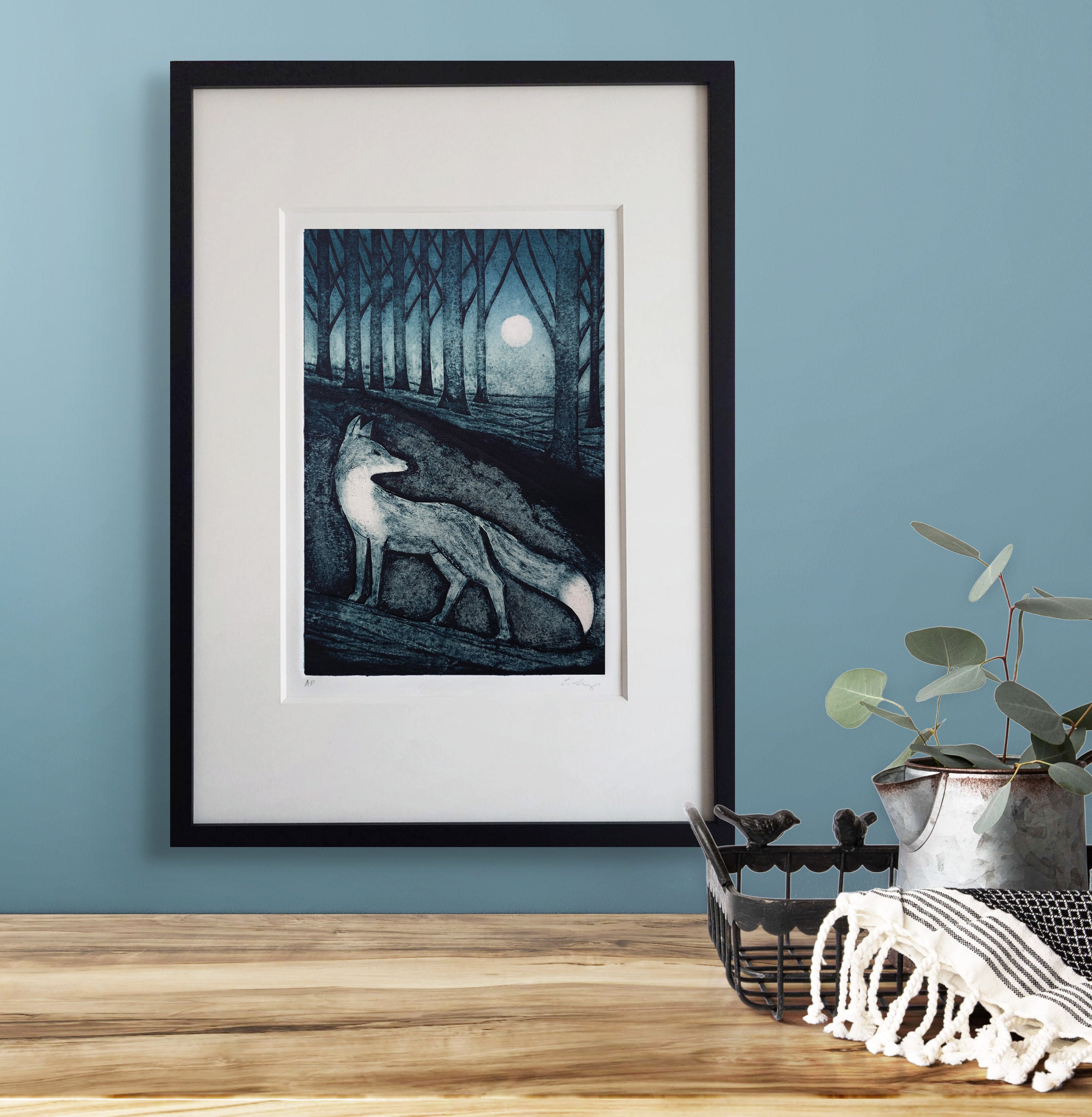 Exclusive Limited Edition handprinted fine art print - Fox and the Moon ...